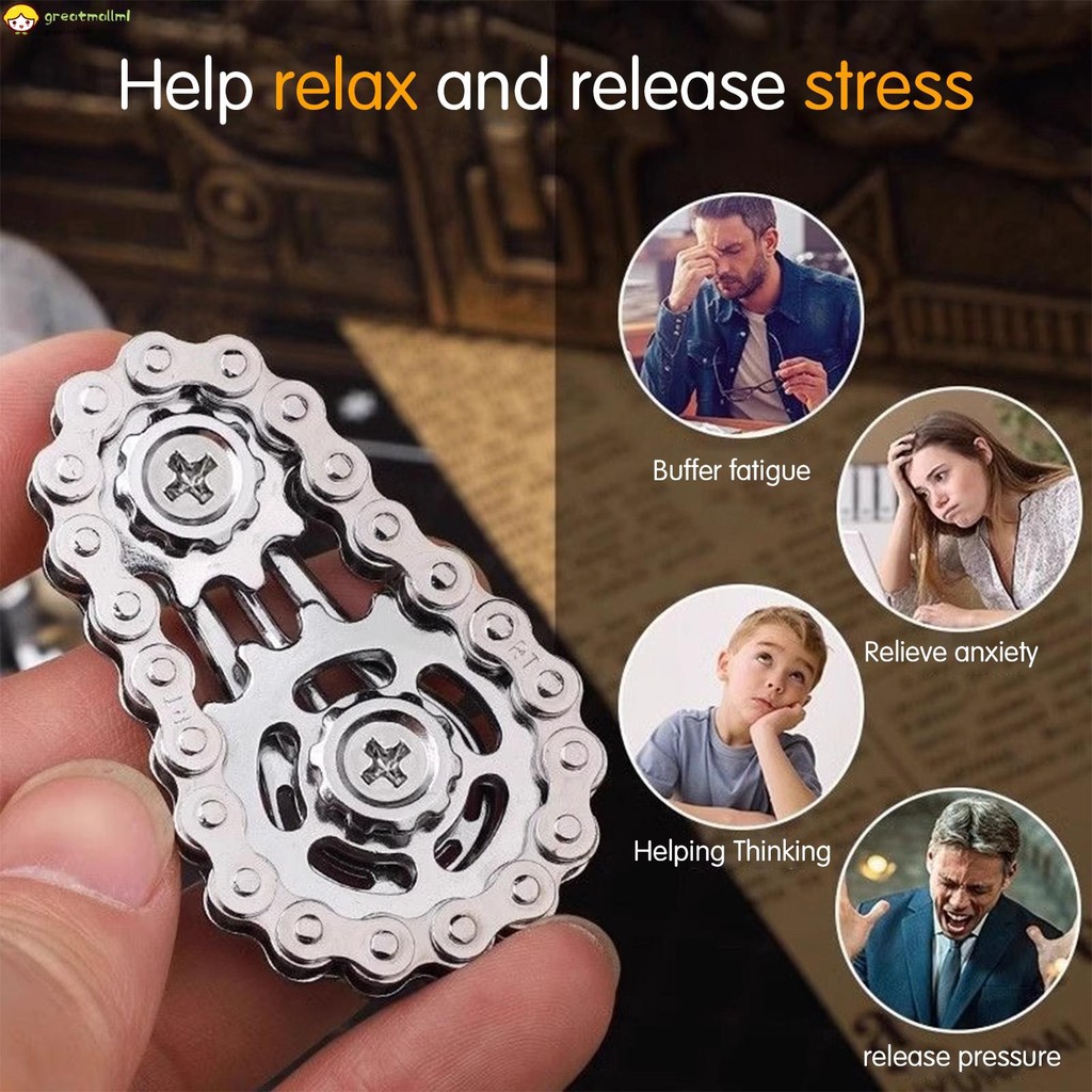 Metal Bike Chain Gears Fidgets Spinner Sensory Bike Chain Gears Ring ...