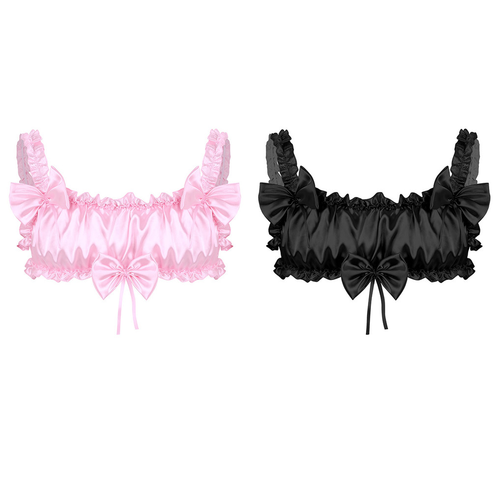 JEYPINMI Mens Sissy Lingerie Smooth Soft Satin Ruffled Frilly Elastic ...