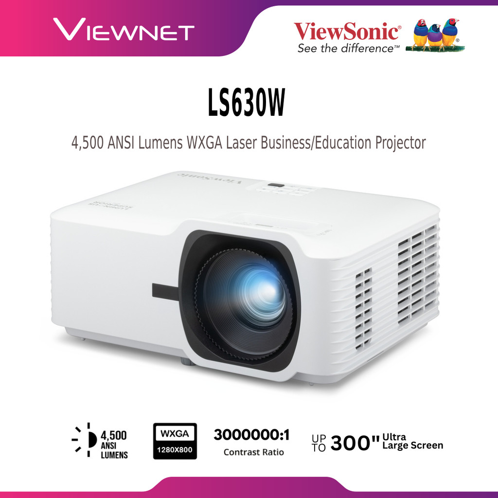 VIEWSONIC LS630W 4,500 ANSI LUMENS WXGA 1280X800 LASER BUSINESS ...