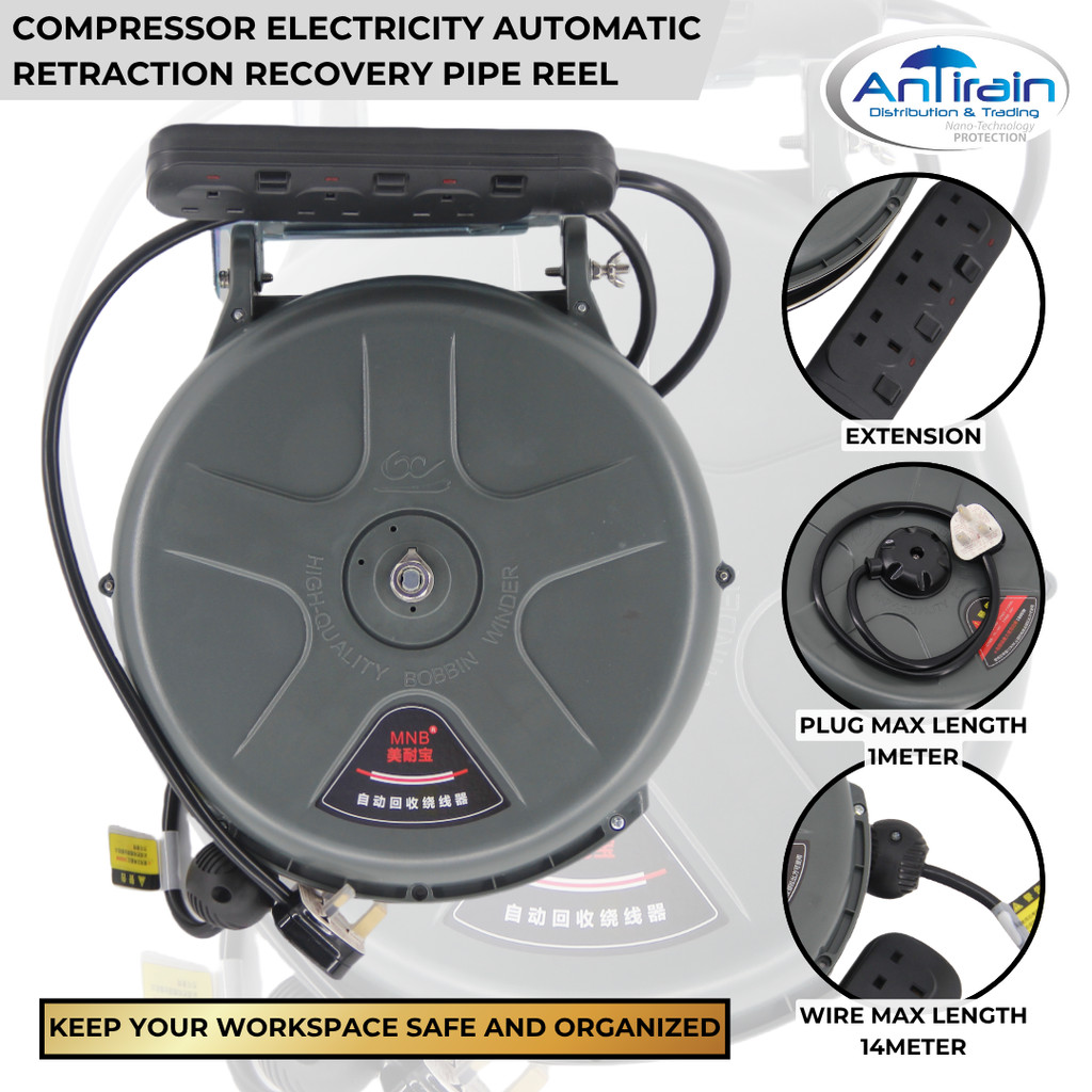 COMPRESSOR ELECTRICITY AUTOMATIC RETRACTION RECOVERY PIPE REEL | Shopee ...