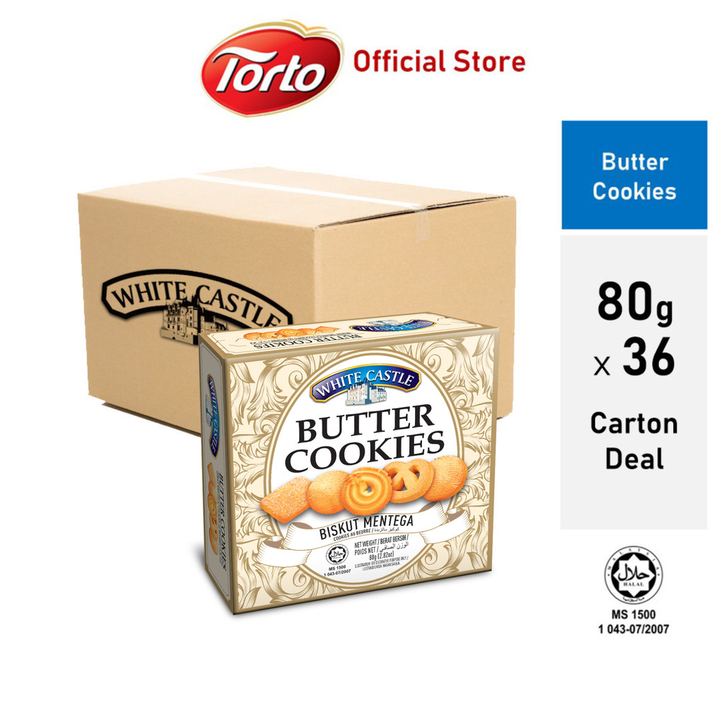 NEW DESIGN: 80g White Castle Butter Cookies Box - Carton Deal (x36 box ...