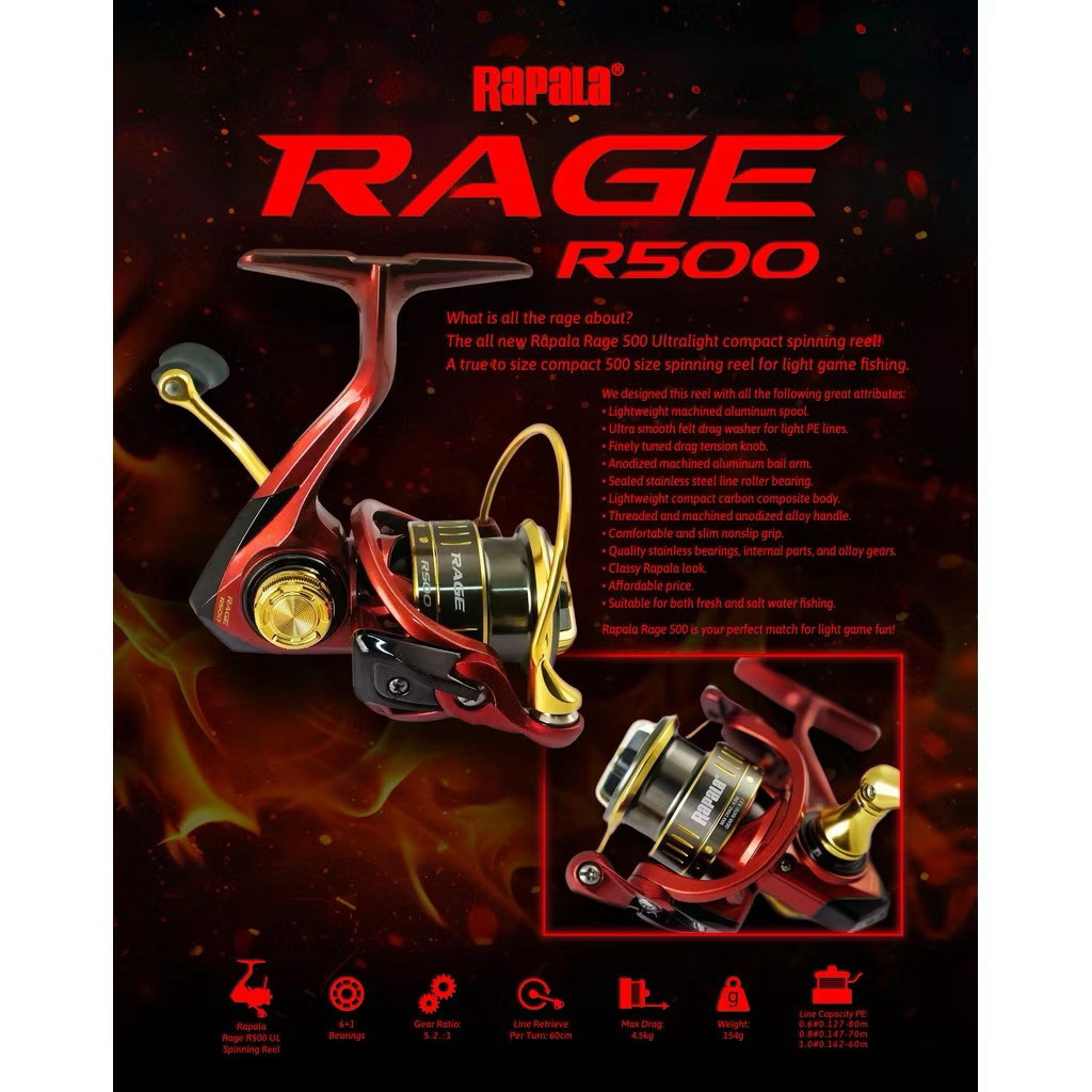 2025 RAPALA RAGE R500 UL SPINNING FISHING REEL | Shopee Malaysia