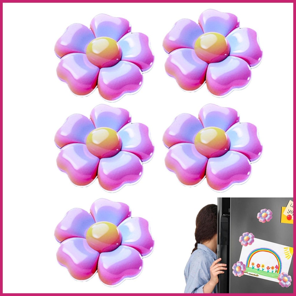 Flower Fridge Magnets Refrigerator Magnetic Ornament 5 Pieces Compact ...