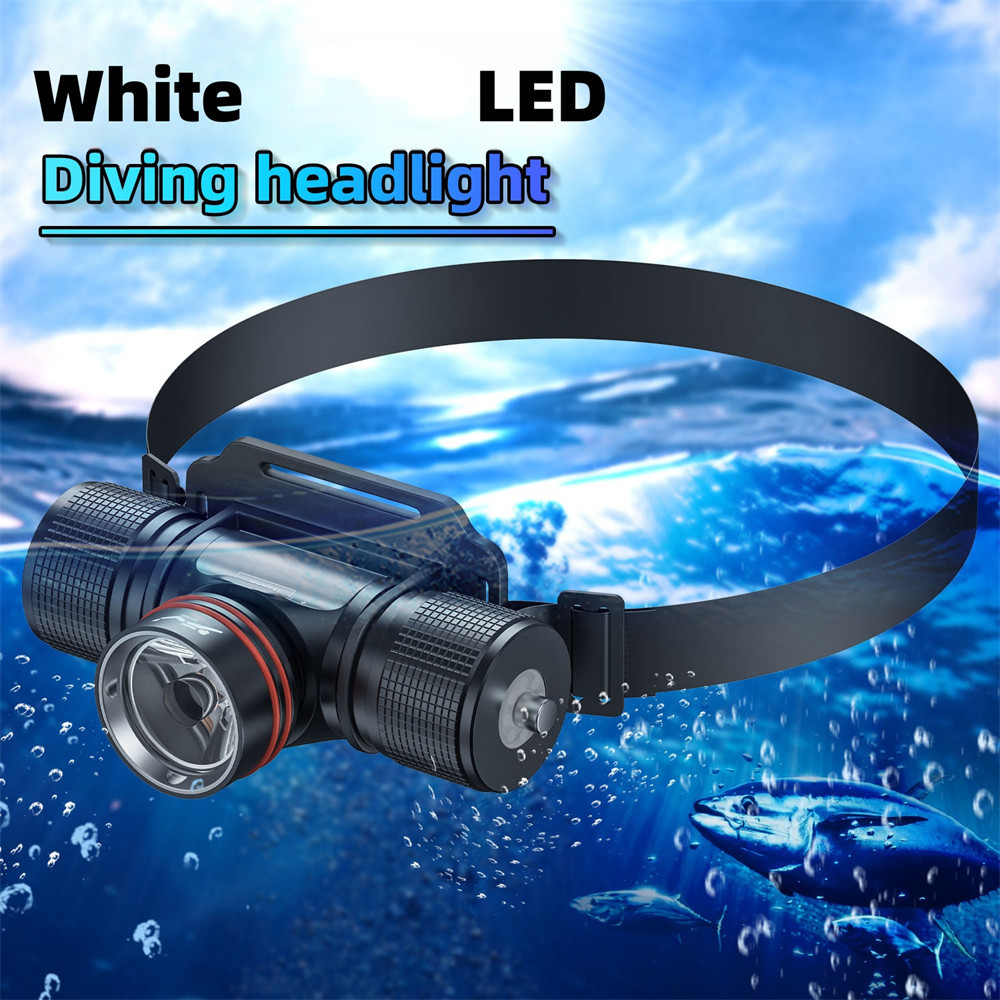 300M Scuba Diving Headlight Headlamp White LED High Power Head ...