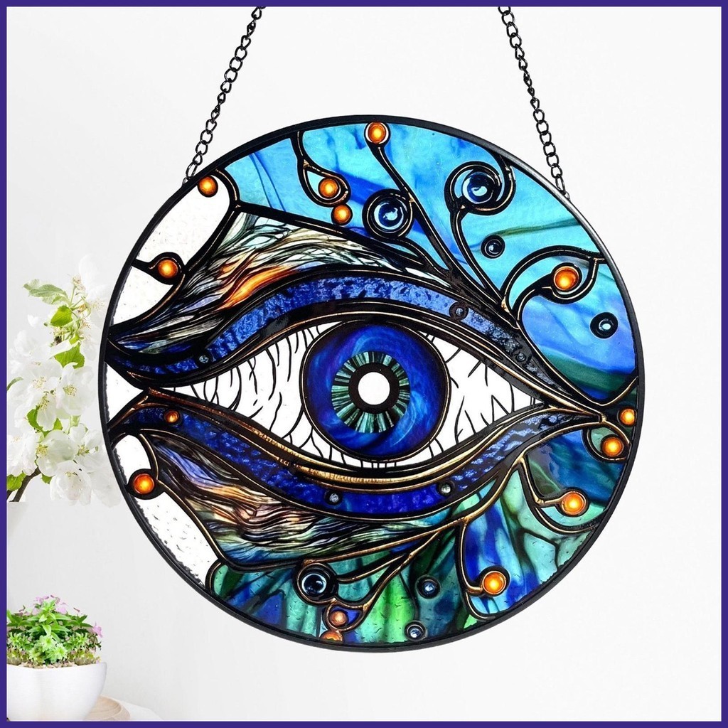 Evil Eye Stained Glass Sun Catcher Stained Glass Sunshade Evil Eyed ...