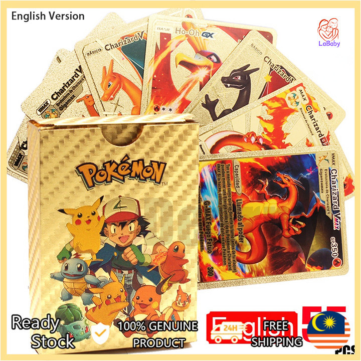 【COD】55pcs Pokemon Cards Metal Gold Pikachu Ready Stock , Charizard ...