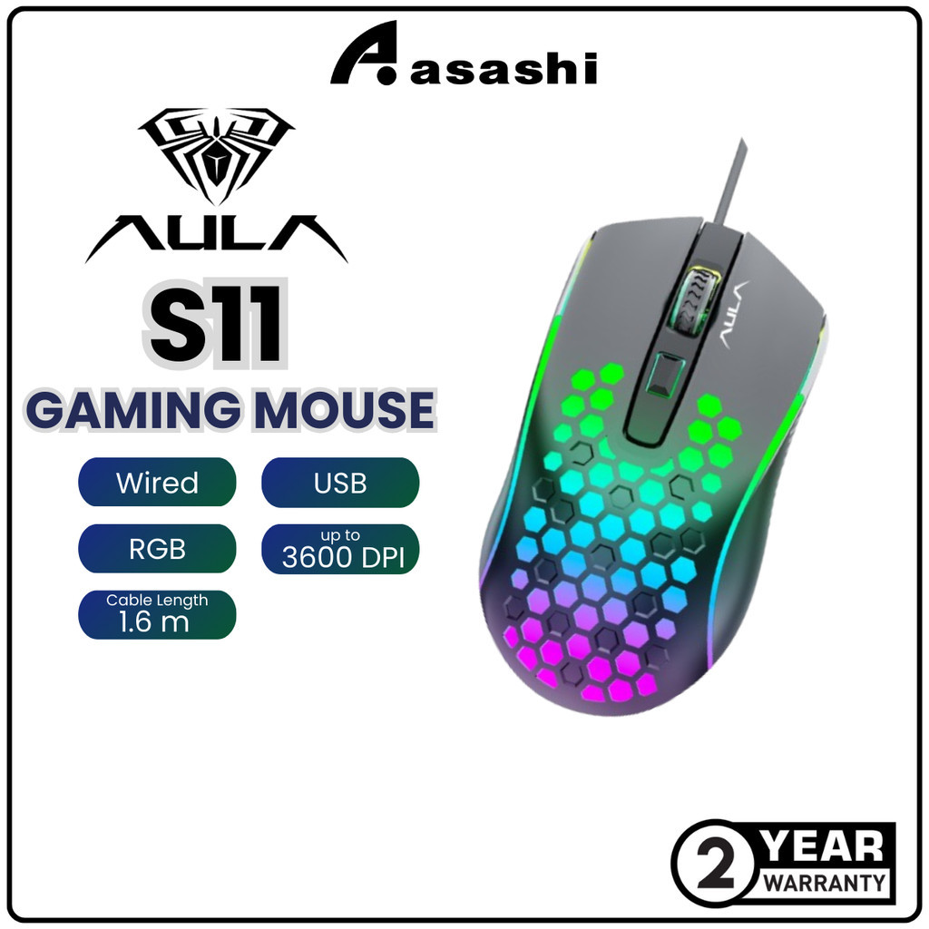 AULA S11 3600DPI RGB 4 Key Gaming Mouse RGB Lighting Zero LAG Smooth ...