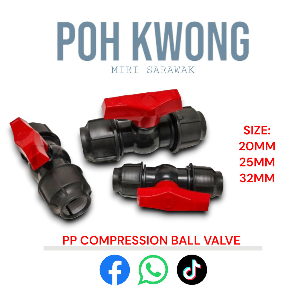 HDPE POLY STOPCOCK / PP COMPRESSION BALL VALVE / POLY BALL COCK 20MM ...