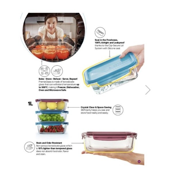 Tupperware Glass Container *PremiaGlass Rectangular *Come with box ...