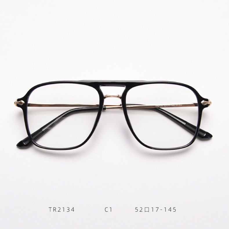 New Double Beam Glasses Frame TR90 Men Women Retro Eyeglasses Pilot ...