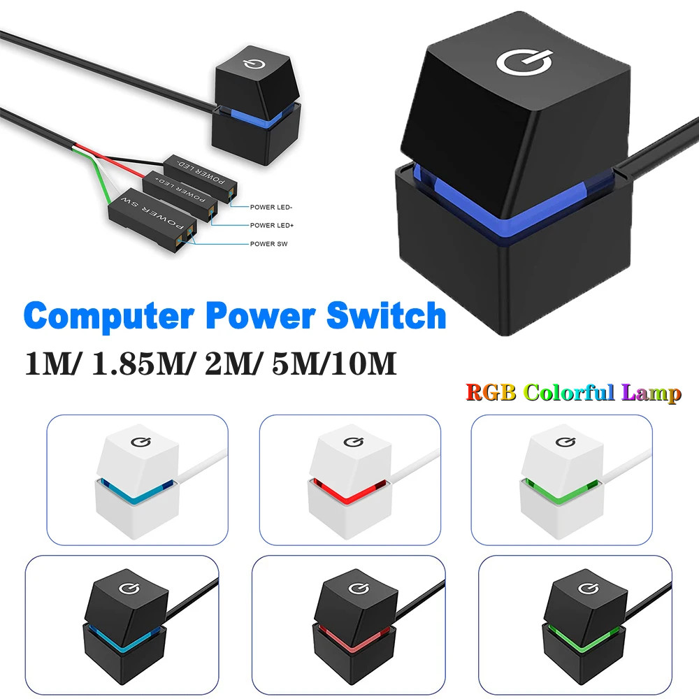 LED Colorful Light Desktop Computer Power Switch PC Motherboard ...