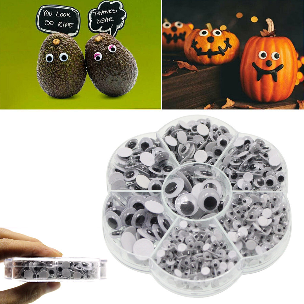 700 Pcs 4mm-12mm DIY Movable Eyes Simulation Animal Eyeball Black White ...