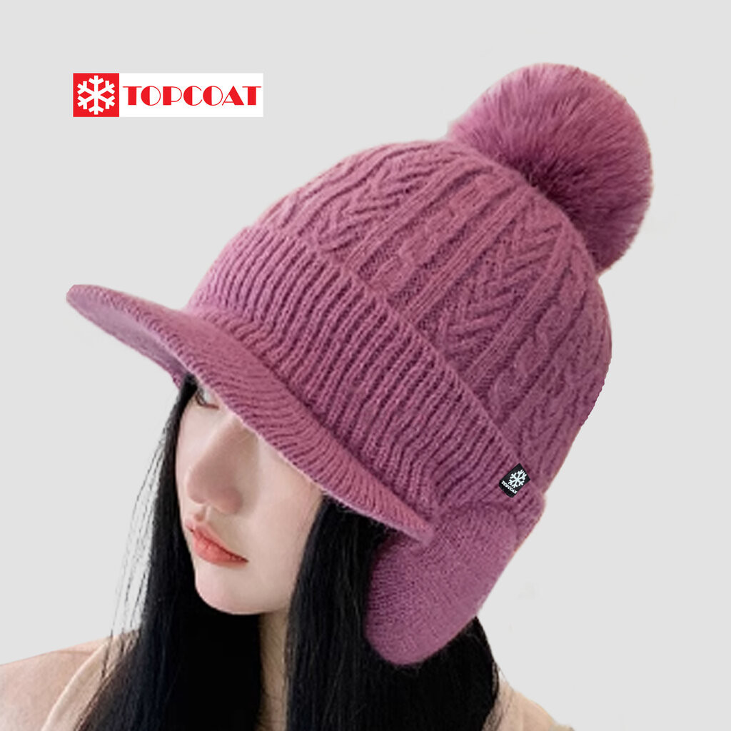 Wool-Lined Winter Hat With Earmuffs With Wings With Stopper. | Shopee ...