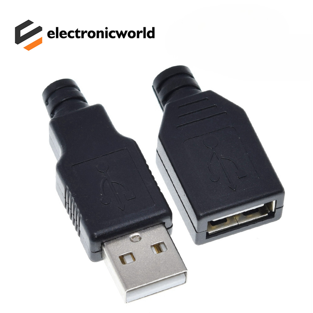Type A Male USB 4 Pin Plug Socket Connector +Type A Female USB 4 Pin ...