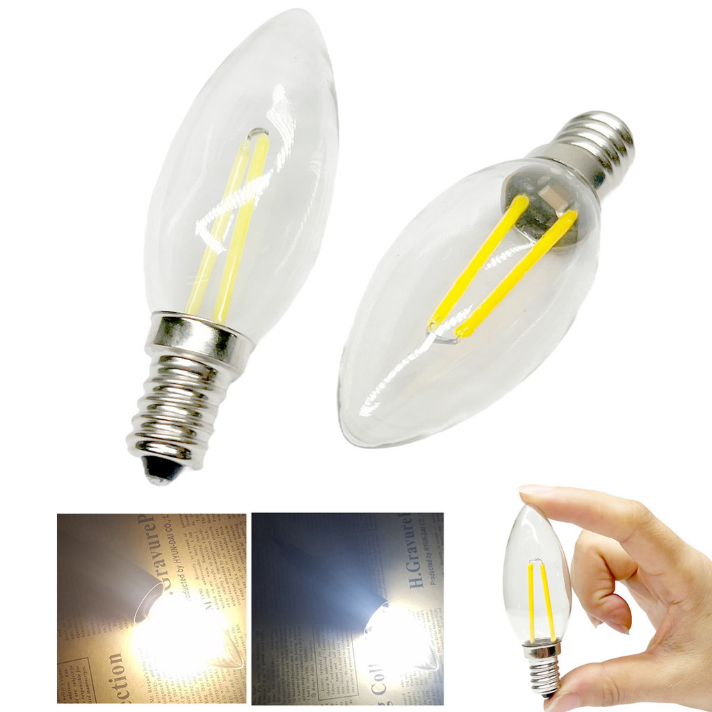 E14 E12 LED Light Bulb 2W Candle COB Filament Light Bulbs with Small ...