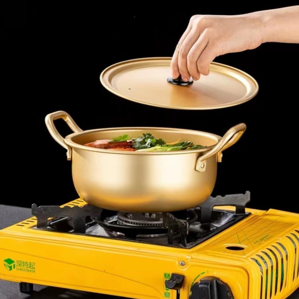 JNP KOREAN STYLE Korea Ramen Pot Noodle Golden Yellow Aluminium Soup ...