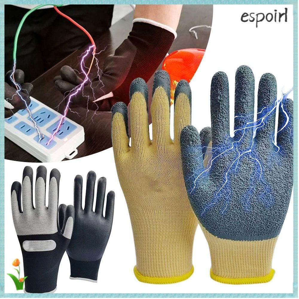 ESPOIR Electrician Insulating Gloves, Yellow Black Withstanding Voltage ...