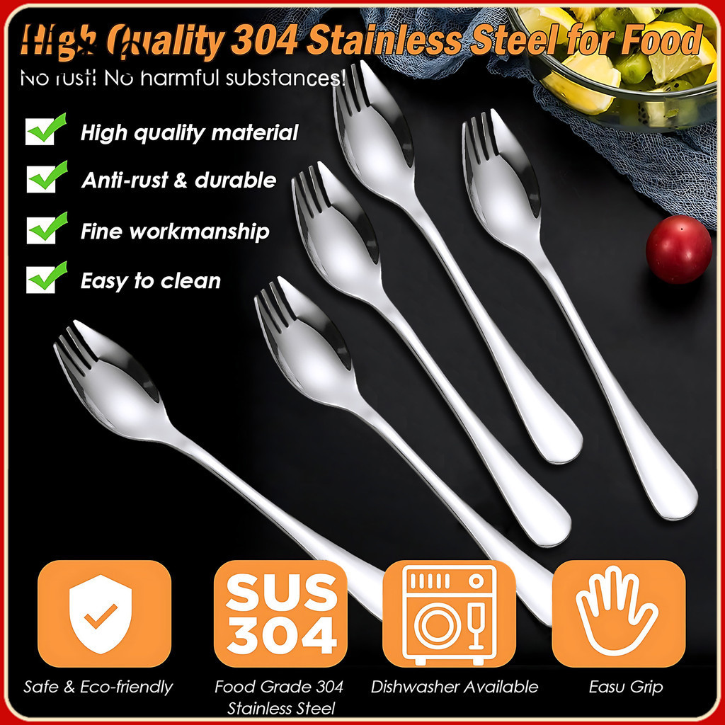 1/2/3/5 5pieces Dual Purpose Sporks For Versatile Dining Stainless ...