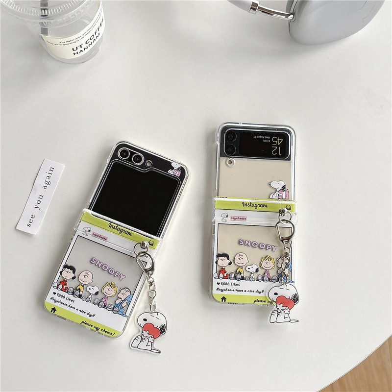 3in1 Case Cute Cartoon snoopy Family With Pendant PC Samsung Galaxy Z ...