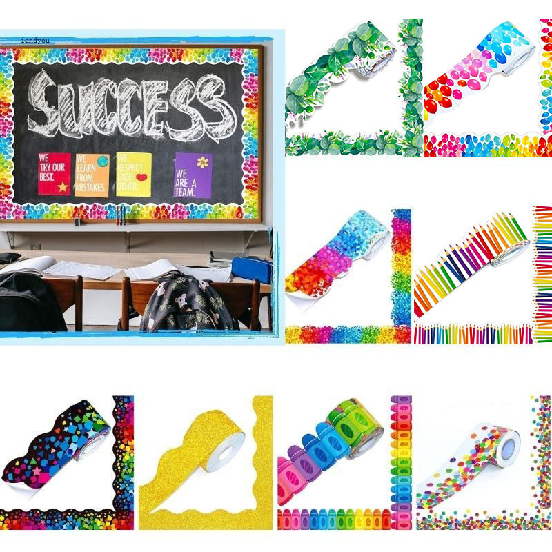 Self Adhesive Border Classroom Decors Border Trim Sticker Colorful Dot ...