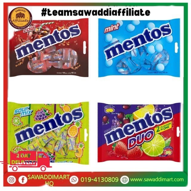 Candy (mentos) assorted flavors, pack of 100 tablets (optional ...