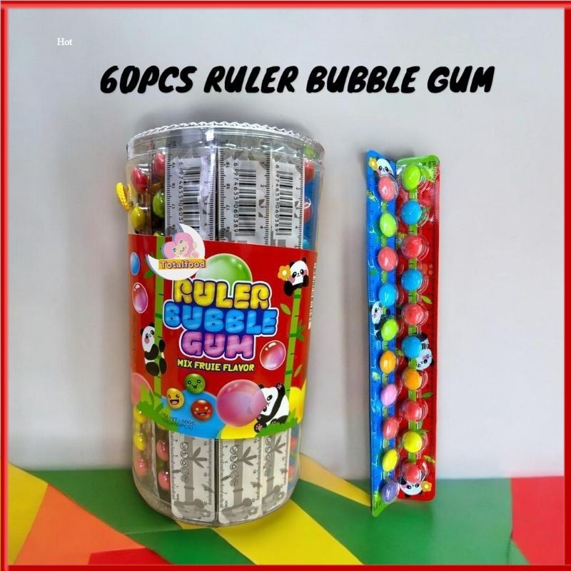 60pcs x 10g Leanseng Ruler Bubble Gum Chewing Gum candy mix fruits ...