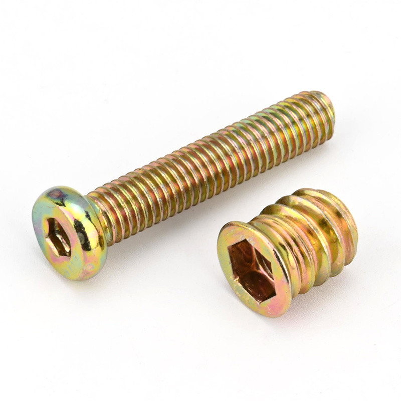 Furniture Screws Inner Outer Thread Nuts Combination Bed Wood Embedded ...