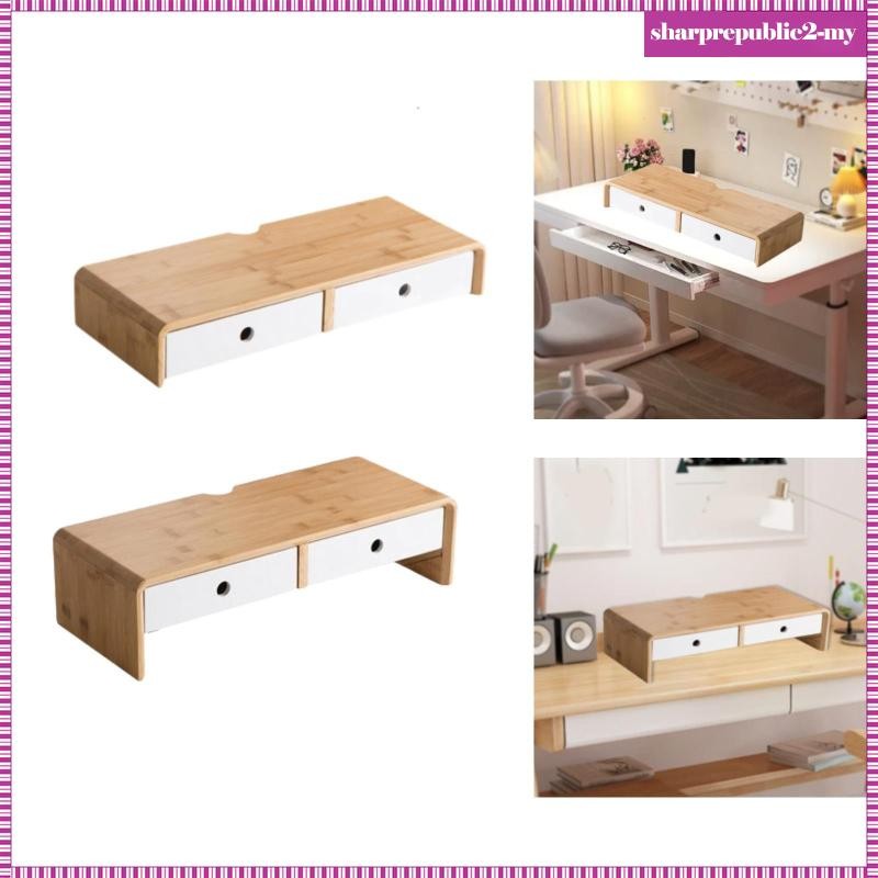 [SharprepublicefMY] Bamboo Monitor Stand Riser Phone Stand Practical ...