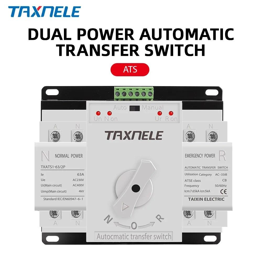 ATS 2P 63A Dual Power Automatic Transfer Switch AC230V MCB Auto ...