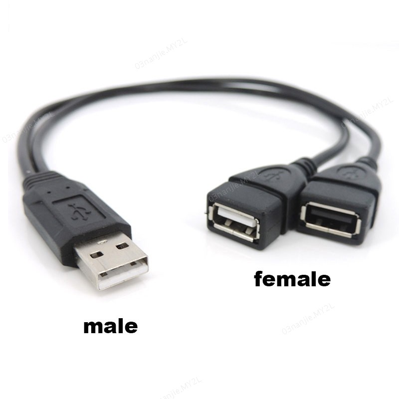USB 2.0 USD A Male Plug To 2 way Female Splitter Socket USB 2.0 ...