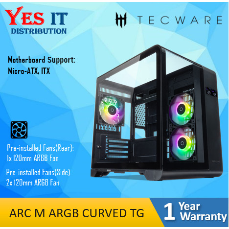 TECWARE ARC M ARGB CURVED TG M-ATX PC Casing BLACK | Shopee Malaysia
