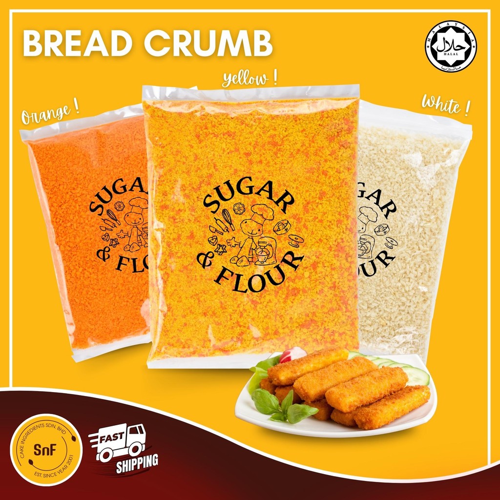 Breadcrumb Serbuk Roti Orange Yellow White Bread Crumb Halal 100g ...
