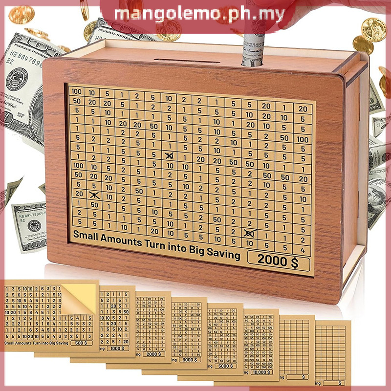 [MANGO] 1000/2000/3000/5000/10000 Euro Dollar Money Box Piggy Bank Wood ...