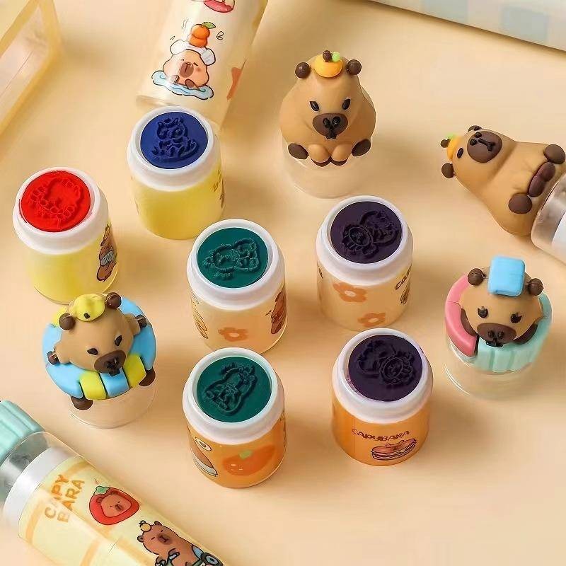 2Pcs/Set New Capybara Round Stamp Cute Reward Toy Photo Album Decor DIY ...