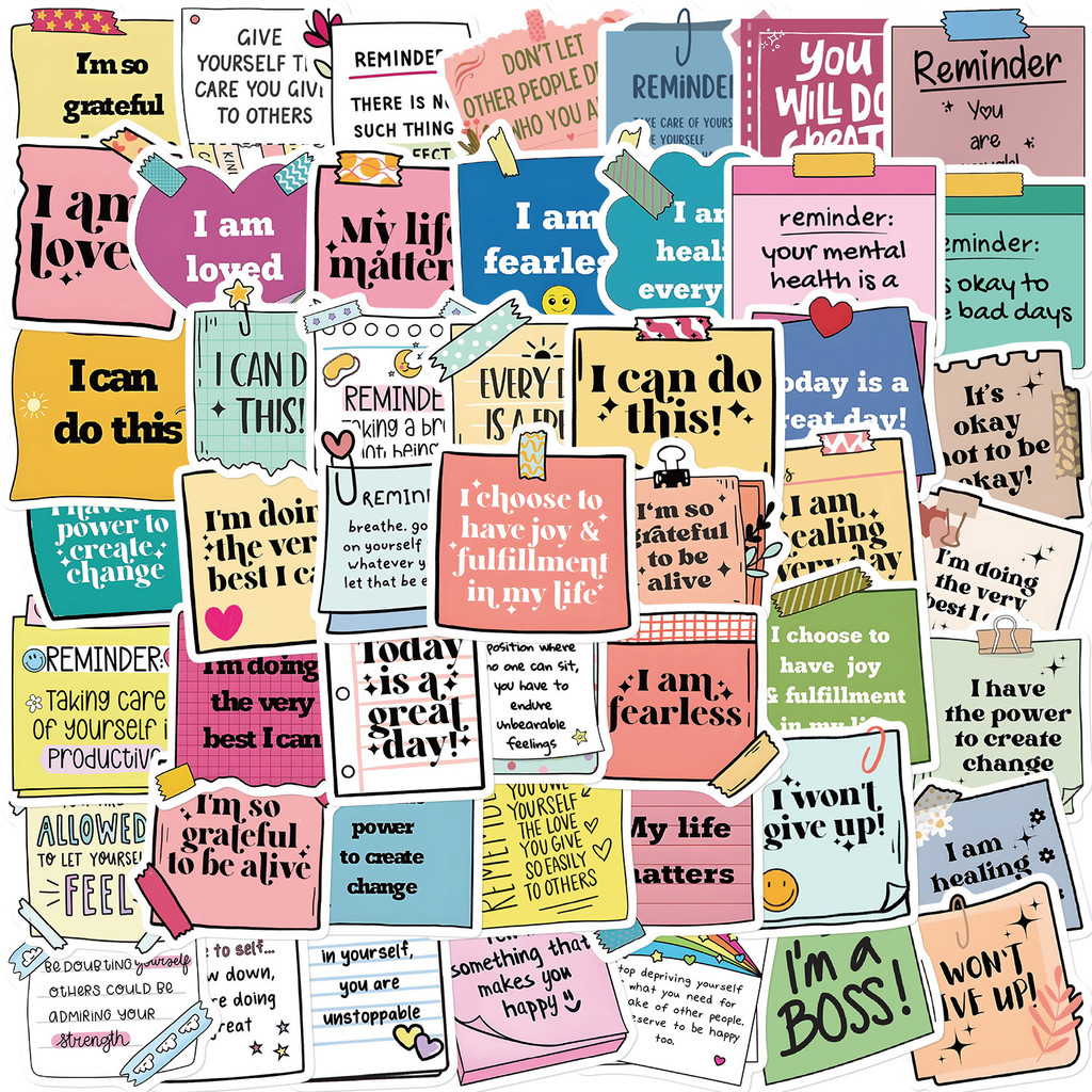 INSPIRATIONAL QUOTES STICKY NOTES 50 pcs Waterproof Non Repeating ...