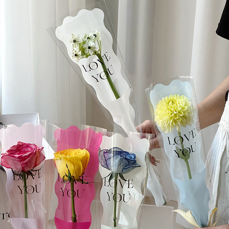 [YAN] 10pcs Single Rose Sleeves Flower Wrapping Bag Bouquet Packaging ...