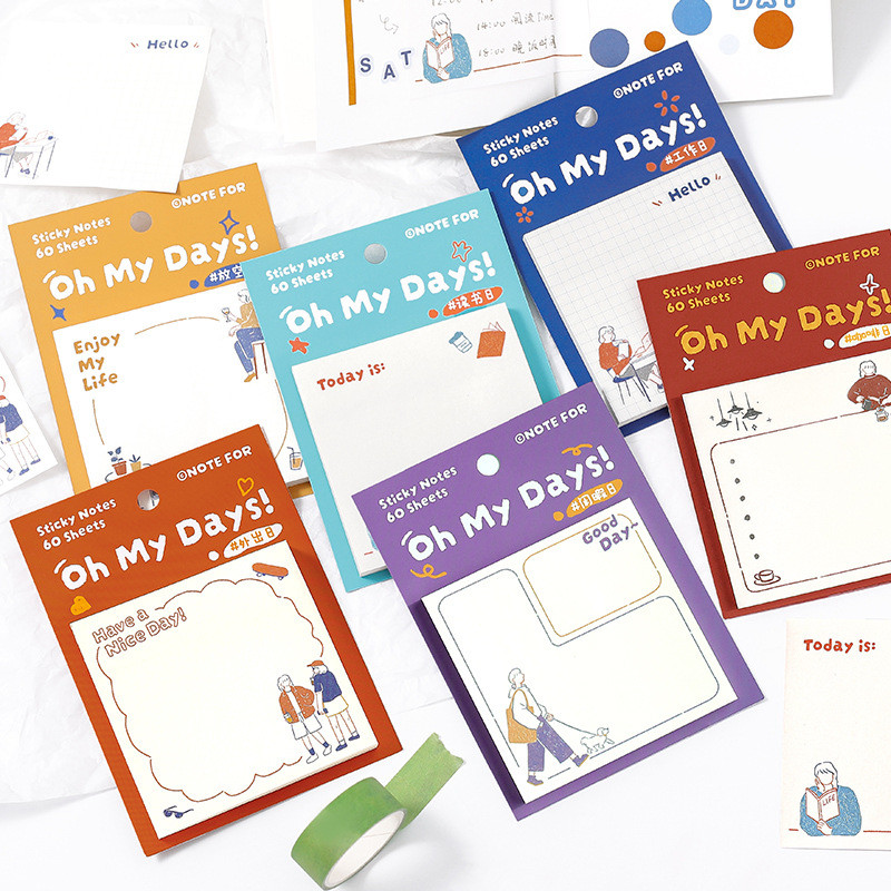 Cdaily|60 Sheets Simple Post-it Notes Notebook Material Base Paper ...