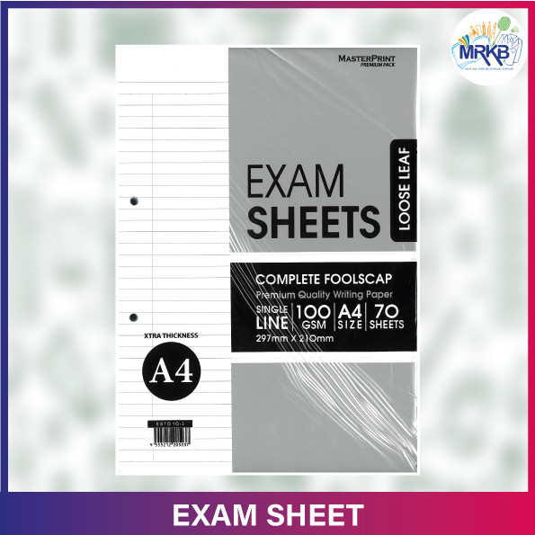 EXAM SHEET A4 100GSM 70 SHEETS (MASTER PRINT) | Shopee Malaysia