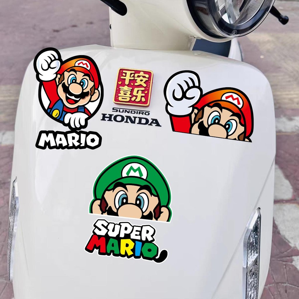 Super Mario Stickers Motorcycle Fuel Tank Windshield Top Box Car Glass ...