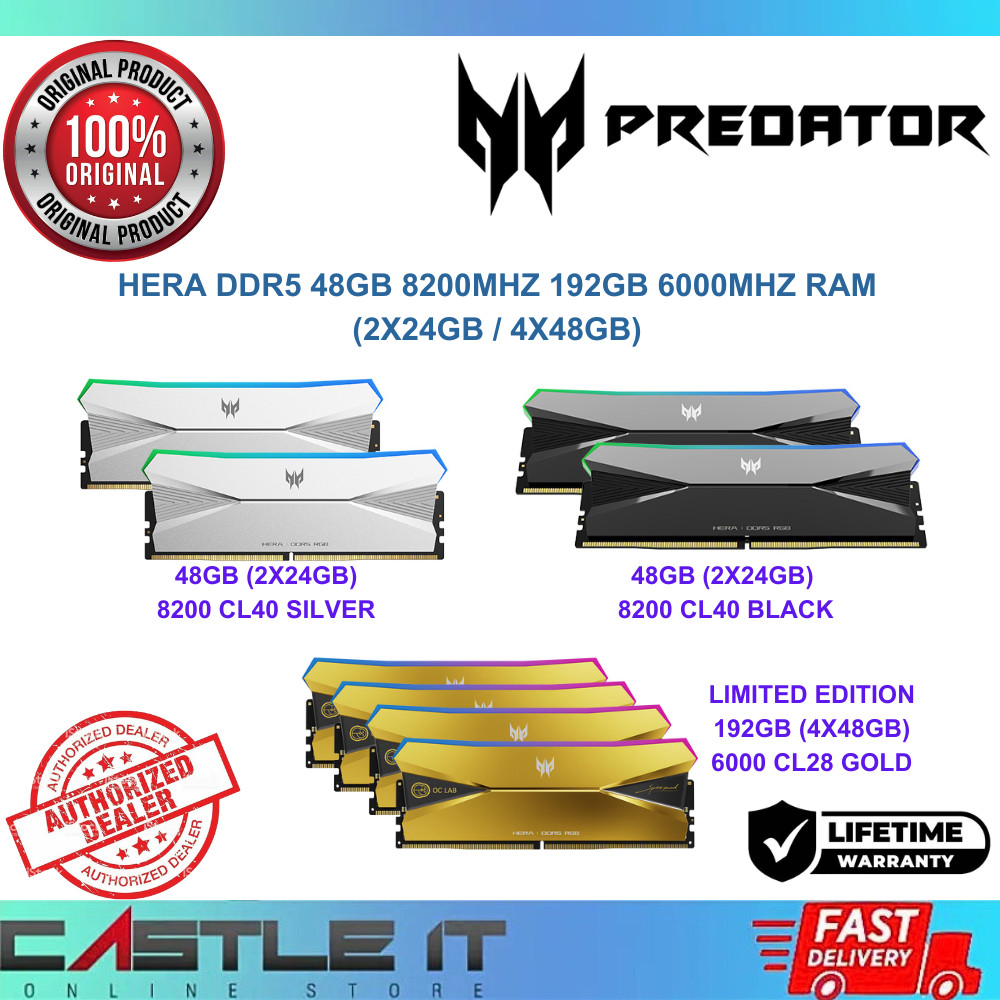 Acer Predator Hera DDR5 RAM 48GB 96GB 192GB 6000MHz 8200MHz RGB ...