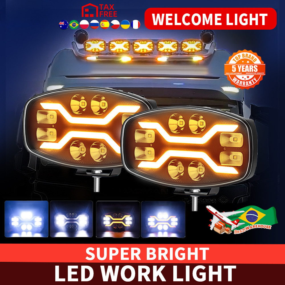 10INCH Truck LORI Jumbo Spotlight 360000LM 6000K FULL LED Amber DRL ...