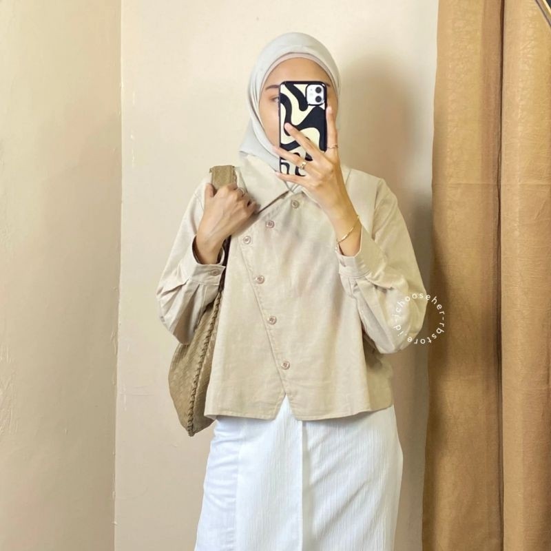 Ivone Top Outer Linen Women's Crop Top | Shopee Malaysia