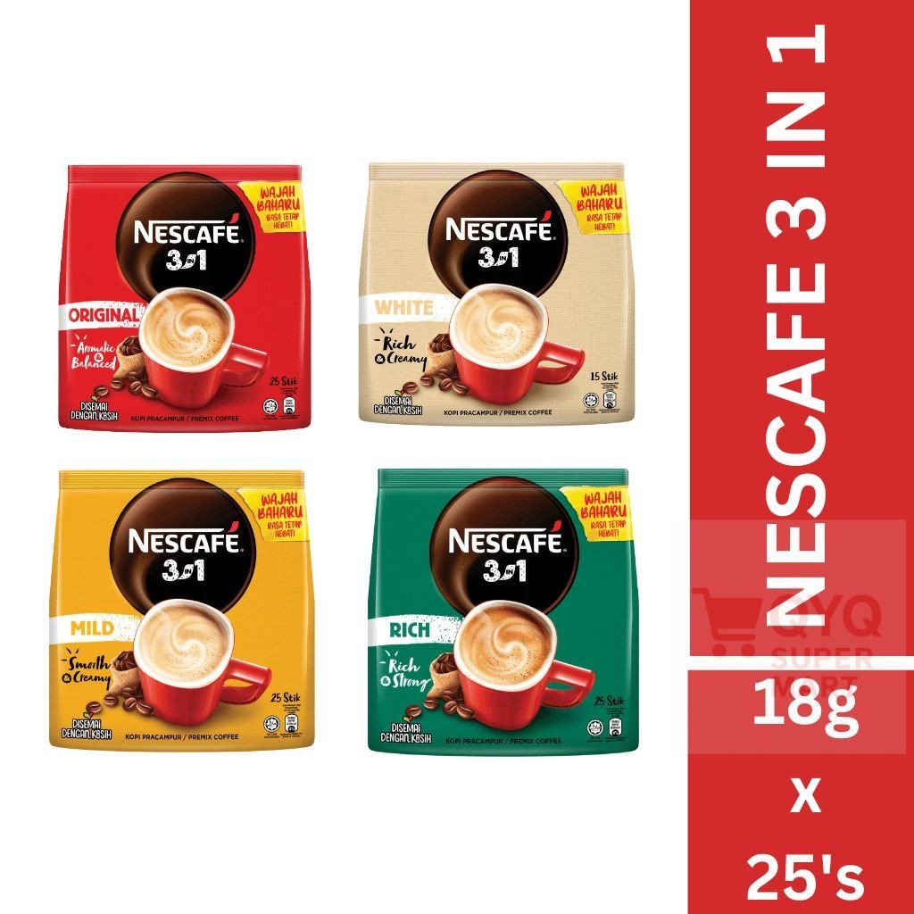 NESCAFE 3in1 Coffee Original/Mild/Rich/White (18g x 25's) | Shopee Malaysia