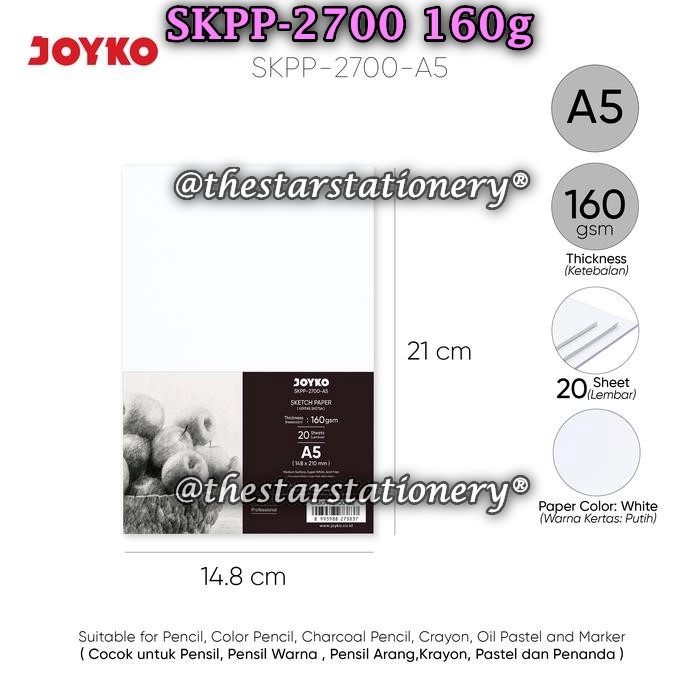 (1 Pack) WHOLESALE Sketch Paper JOYKO SKPP-2700-A5 160 Gr / JOYKO ...