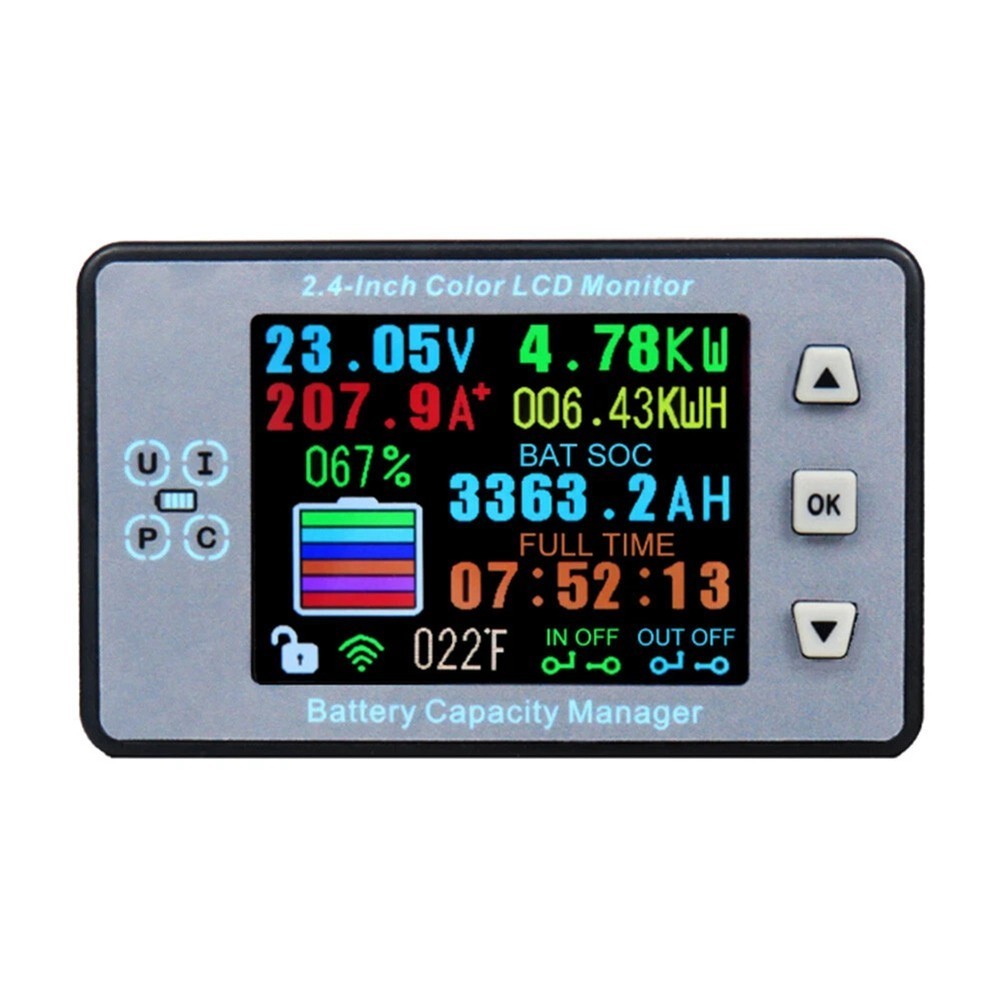 Battery Monitor Meter Wireless DC 120V 100A VOLT AMP AH SOC Remaining ...