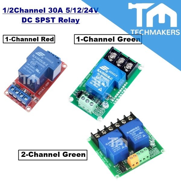 1/2Channel 30A 5/12/24V DC SPST Relay Module Single Way Optocoupler ...
