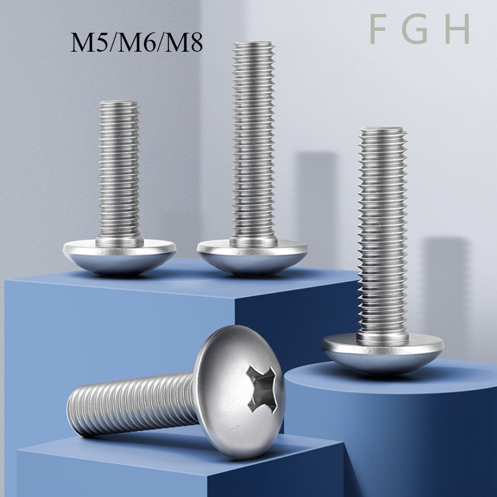 [FGHSY-2] Round Head Screw 304 Stainless Steel Phillips Large Flat Head Screw Mushroom Bolt ...