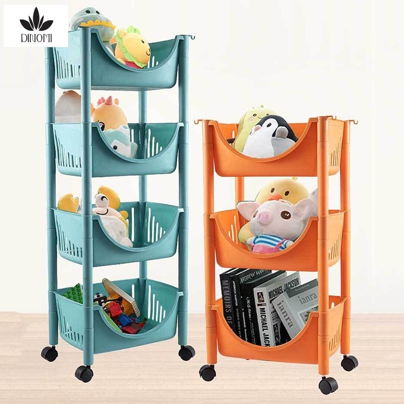 Multi-Layer Storage Rack With Wheels Movable Book Shelf Rack Household ...
