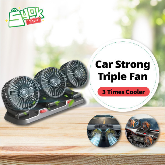 [Car Strong Triple Fan] 360° Rotating Automotive 3-Head Electric Fan ...