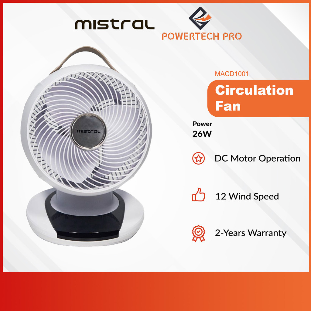 Mistral Air Circulation Fan (16 Inch) DC Motor Operation 12 Wind Speed ...